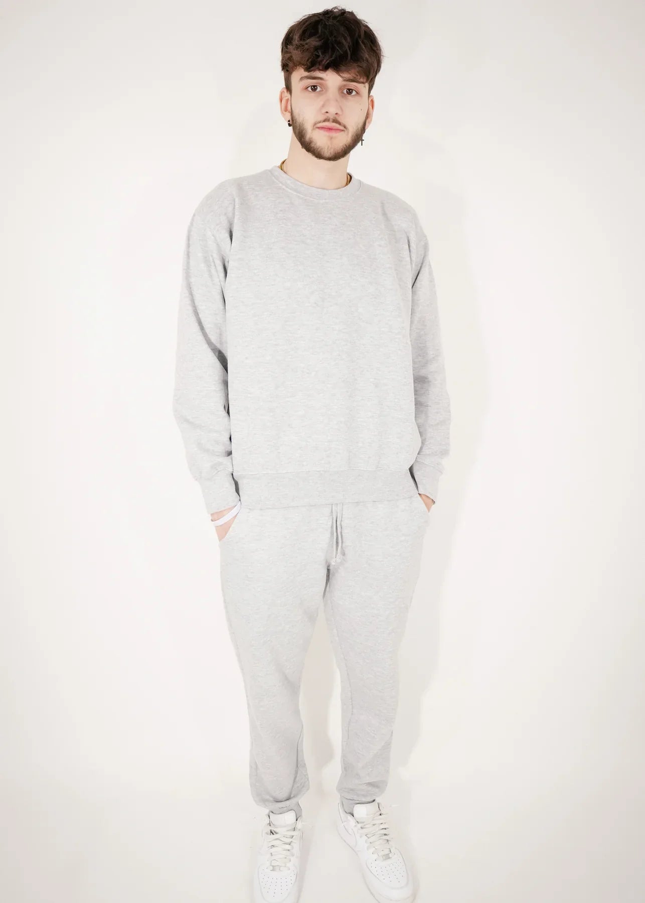 Gray Heavy Blend Fleece Crew-Neck SweatSuit – BLANK KINGDOM