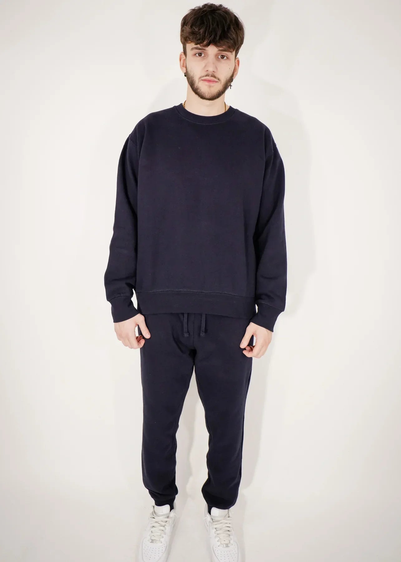 Navy Blue Heavy Blend Fleece Crew-Neck SweatSuit – BLANK KINGDOM