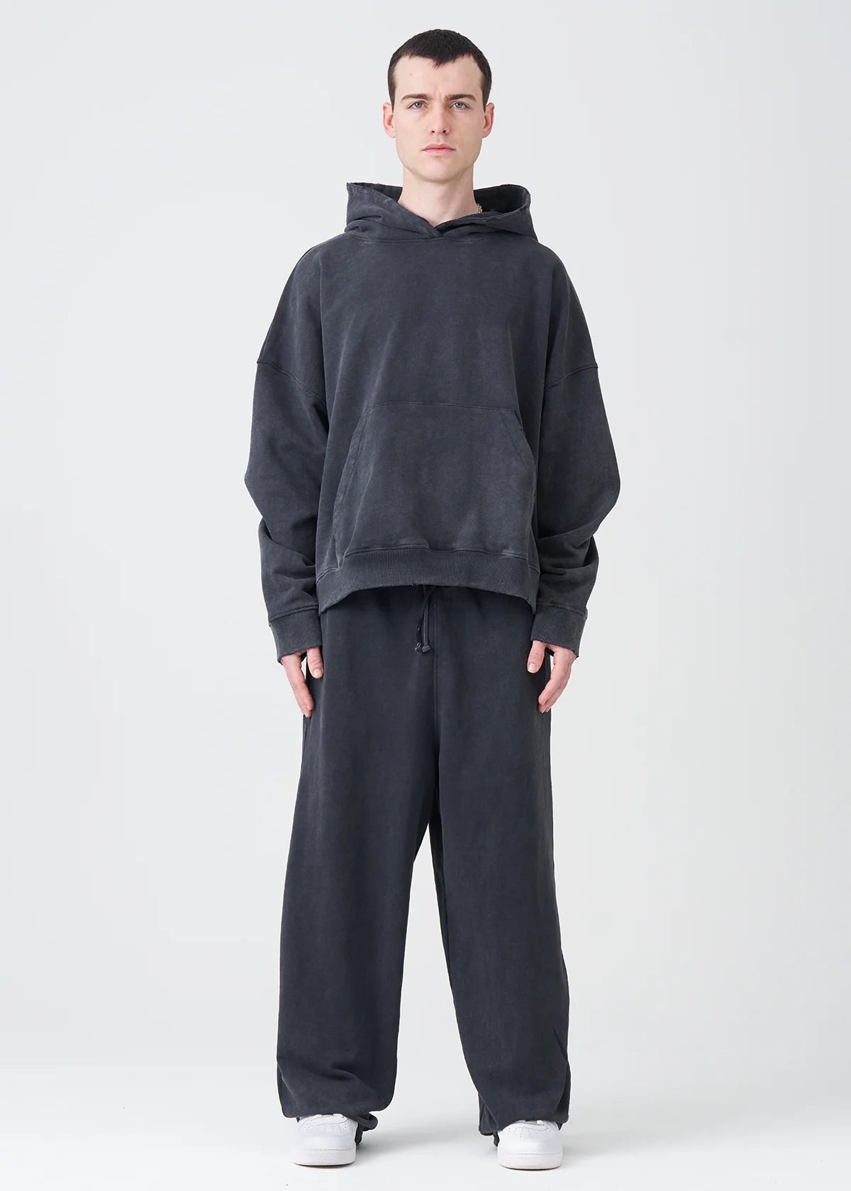 14 OZ Black French Terry Garment Washed Sweatsuit – BLANK KINGDOM
