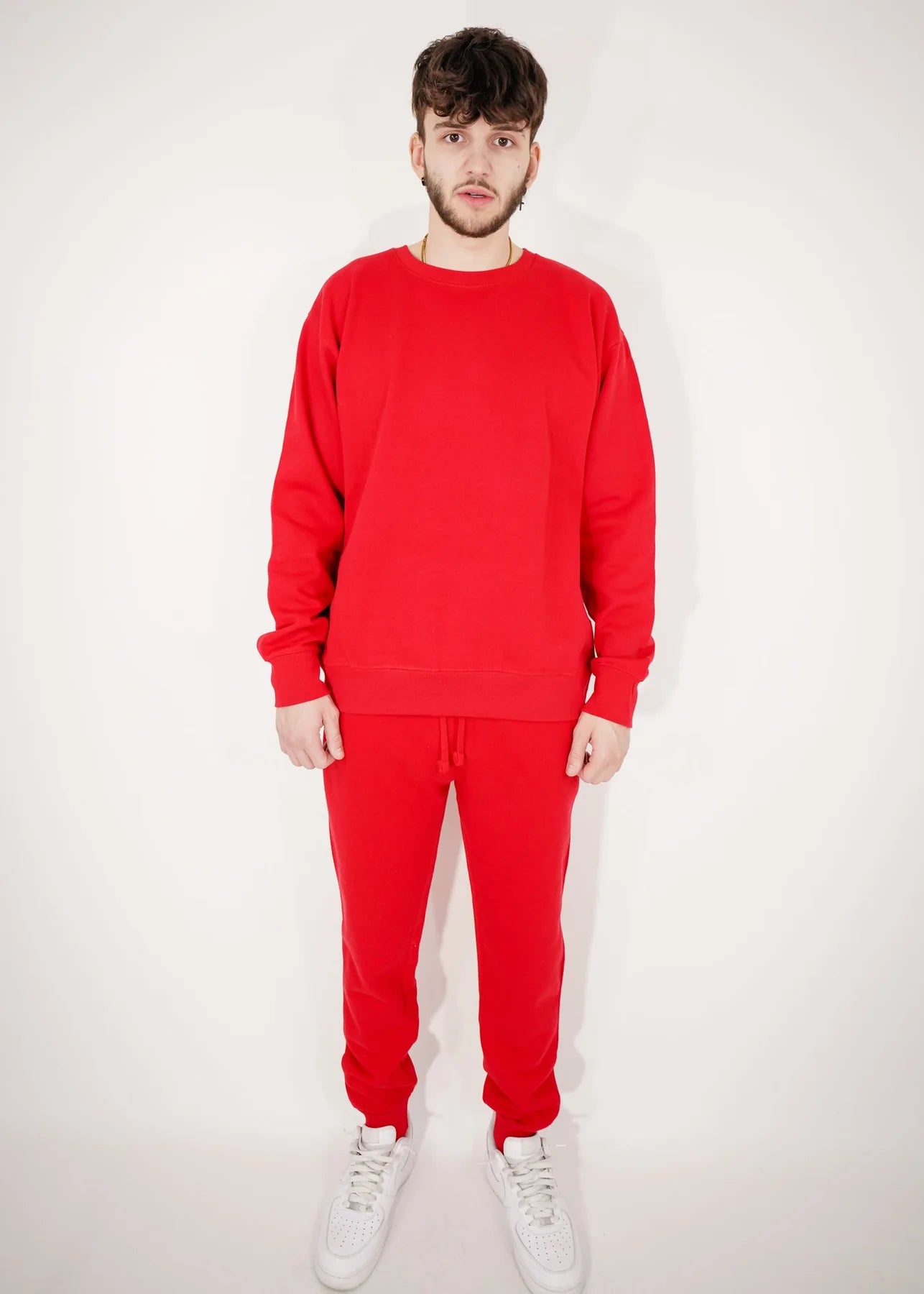 Red Heavy Blend Fleece Crew-Neck SweatSuit – BLANK KINGDOM